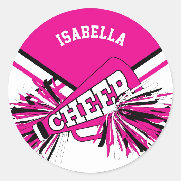 Cheerleader - Pink, Black and White Classic Round Sticker | Zazzle.com