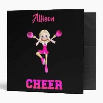 Cheerleader Pink / Black Personalized Cheer Binder | Zazzle
