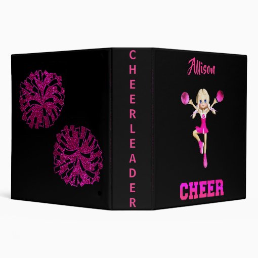 Cheerleader Pink / Black Personalized Cheer Binder | Zazzle
