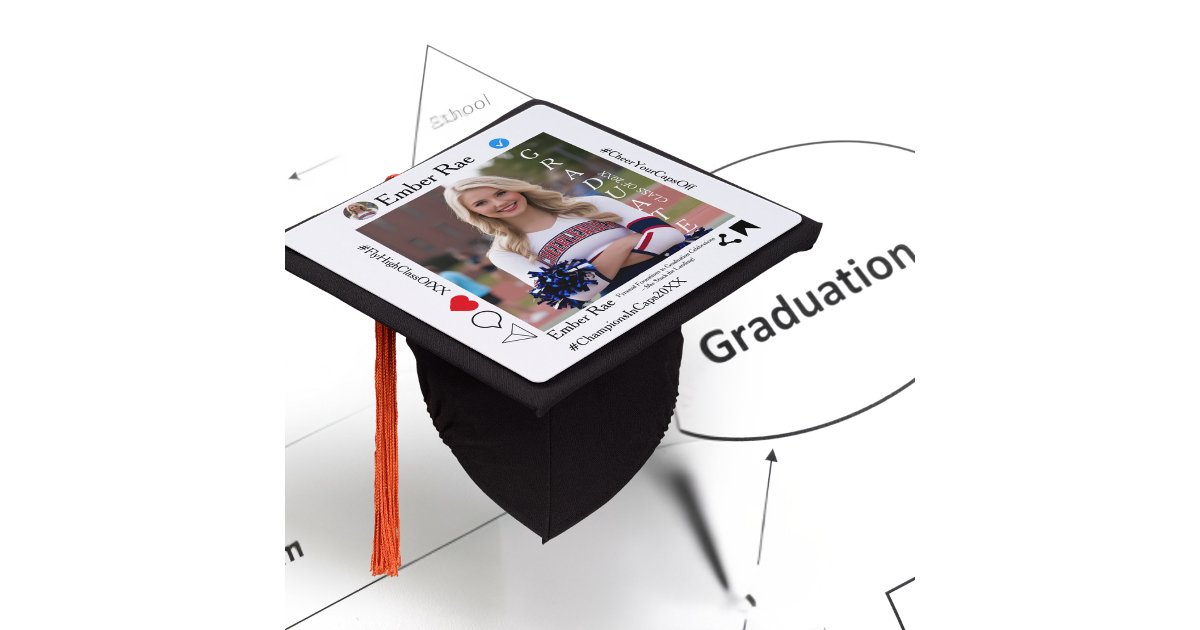 Cheerleader Social Media Graduation Graduation Cap Topper | Zazzle