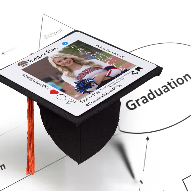 Cheerleader Social Media Graduation Graduation Cap Topper | Zazzle