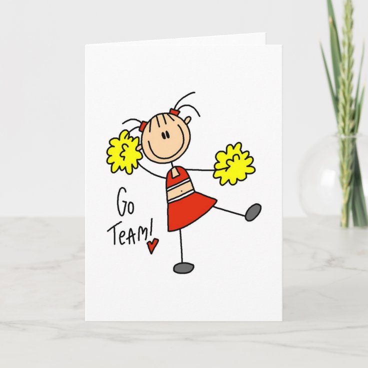 Cheerleader Stick Figure Card | Zazzle