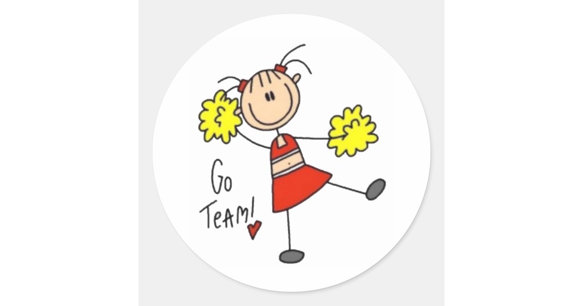 Cheerleader Stick Figure Classic Round Sticker | Zazzle