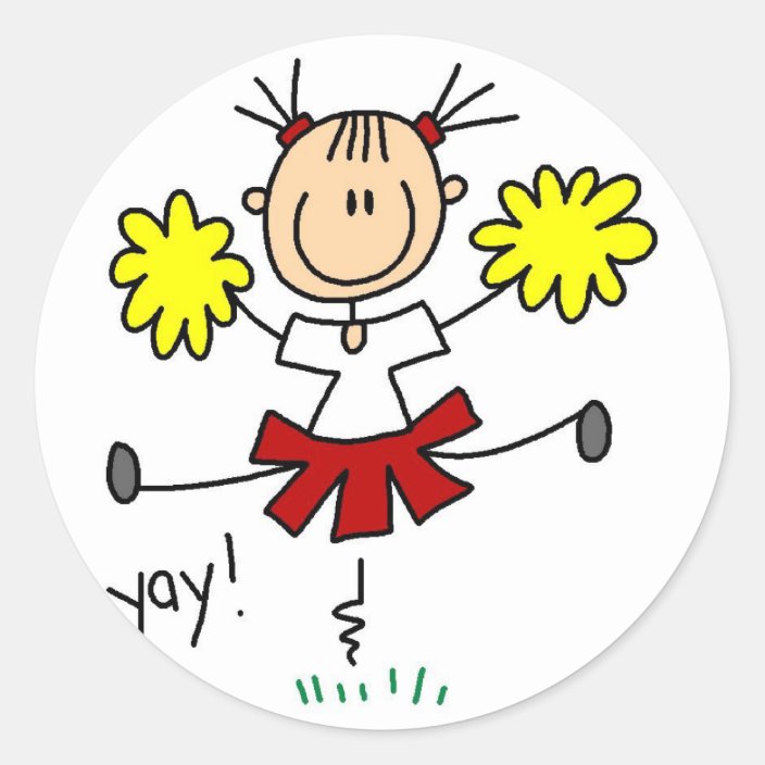 Cheerleader Stick Figure Sticker | Zazzle.com