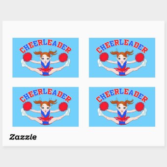 Cheerleaders, Flying Cheerleader Rectangular Sticker | Zazzle