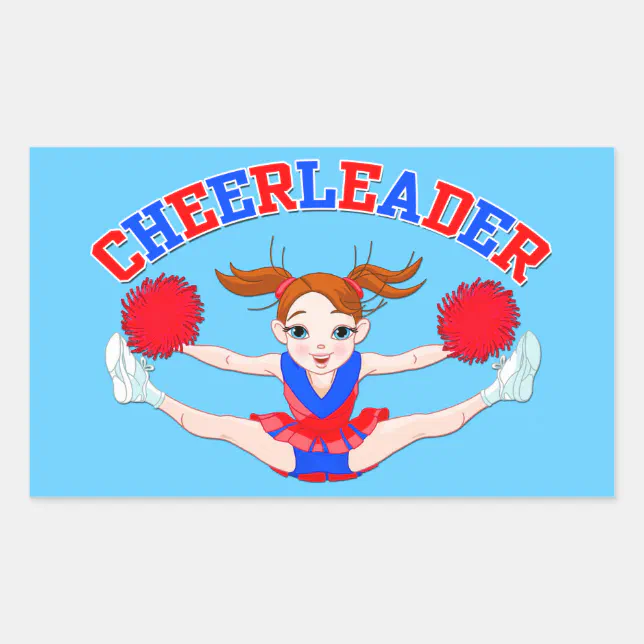 Cheerleaders, Flying Cheerleader Rectangular Sticker | Zazzle