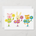 Cheerleading Animal Trio Pig Bunny and Cat Invitation | Zazzle