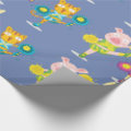Cheerleading Animal Trio Pig Bunny and Cat Wrapping Paper | Zazzle