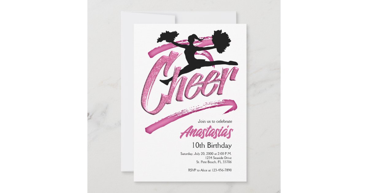 Cheerleading Birthday Invitation | Zazzle