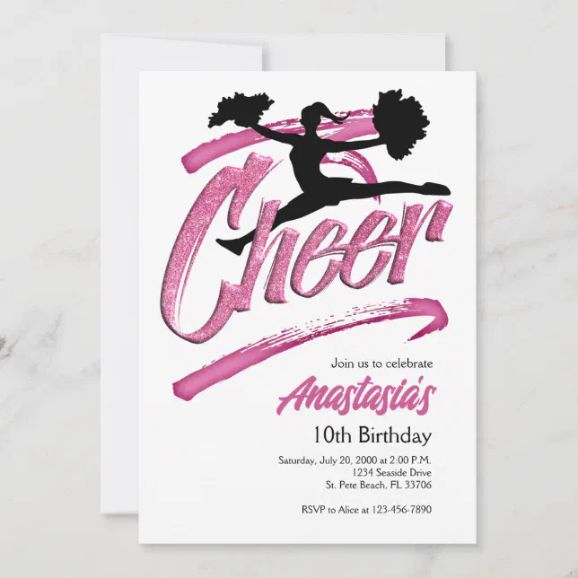 Cheerleading Birthday Invitation | Zazzle