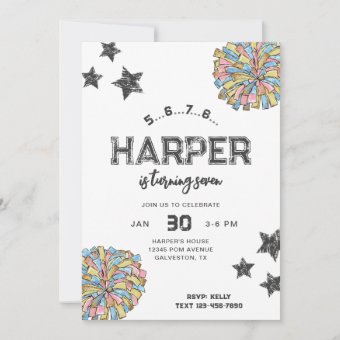 Cheerleading Birthday Invitations | Cheer Party | Zazzle