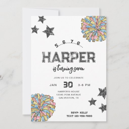 Cheerleading Birthday Invitations | Cheer Party | Zazzle