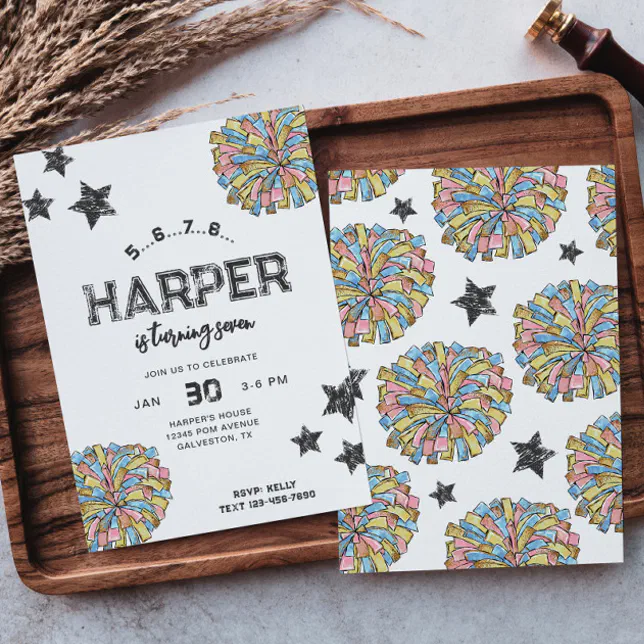 Cheerleading Birthday Invitations | Cheer Party | Zazzle