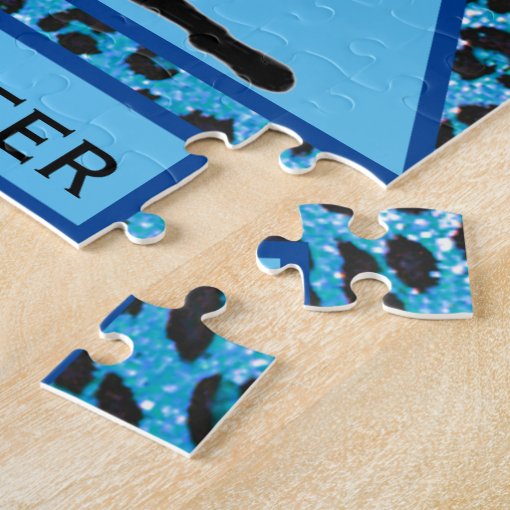 Cheerleading Blue Leopard Wild About Cheer Puzzle | Zazzle