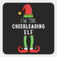 Cheerleading Elf Christmas Matching Family Gift Square Sticker | Zazzle