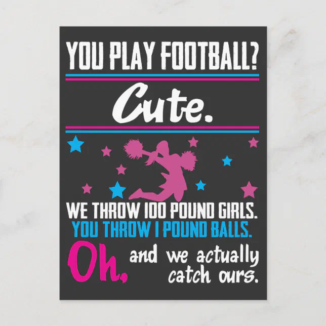 Cheerleading Gift You Play Football That's Cute Postcard | Zazzle