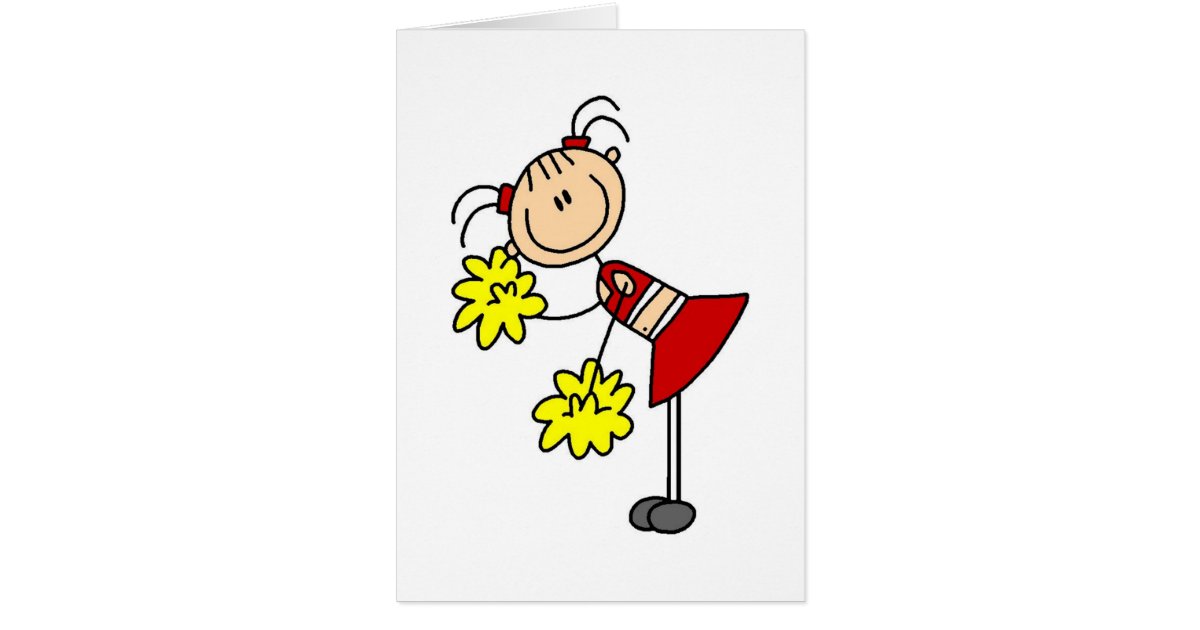 Cheerleading Girl Stick Figure Card | Zazzle