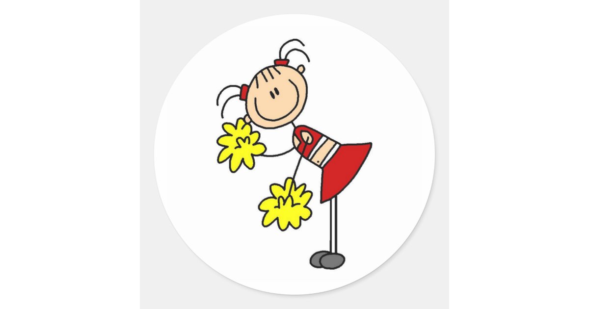 Cheerleading Girl Stick Figure Sticker | Zazzle