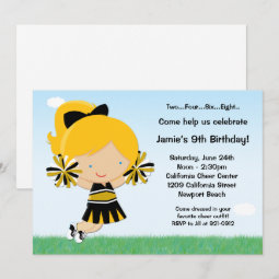 Cheerleading Girls Birthday Party Invitation | Zazzle