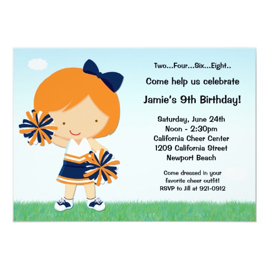 Cheerleading Girls Birthday Party Invitation | Zazzle.com