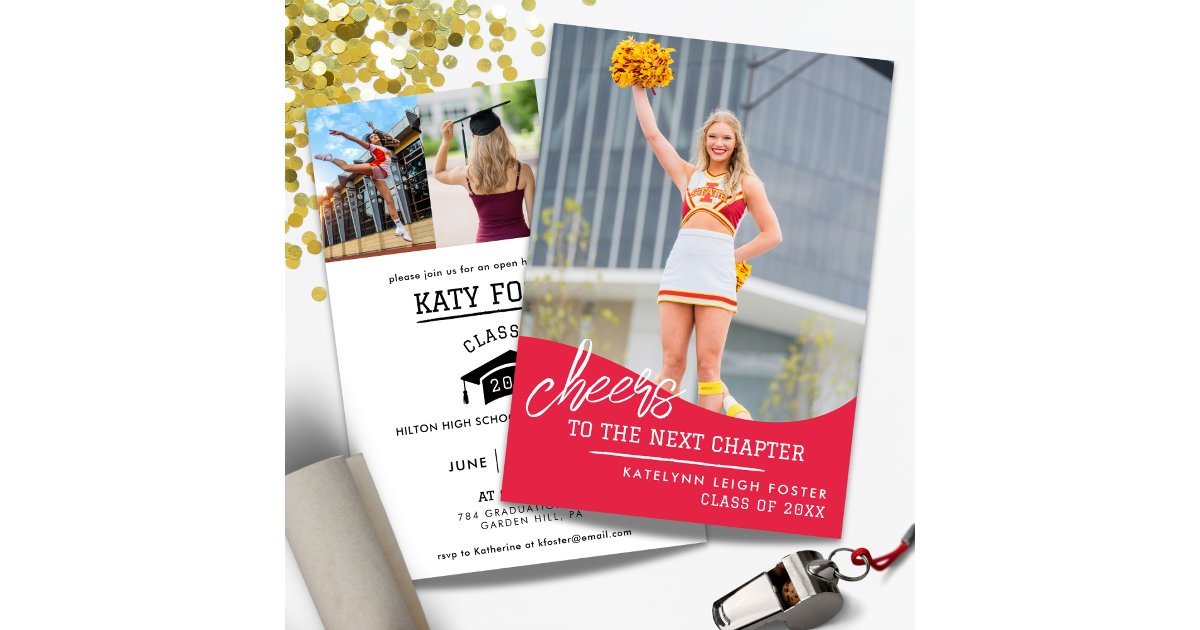 Cheerleading Graduation Announcement Invitation | Zazzle