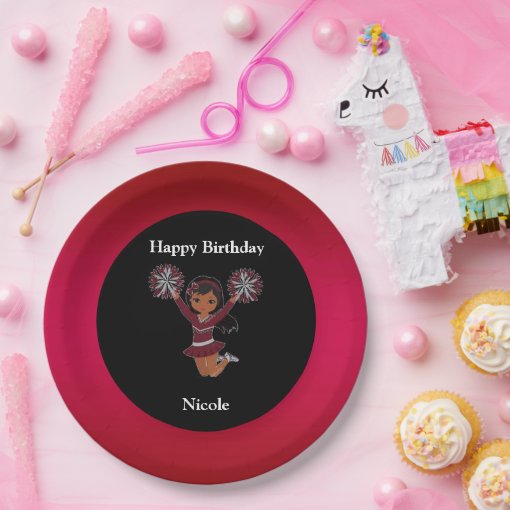 Cheerleading "Happy Birthday" Cute Paper Plates | Zazzle