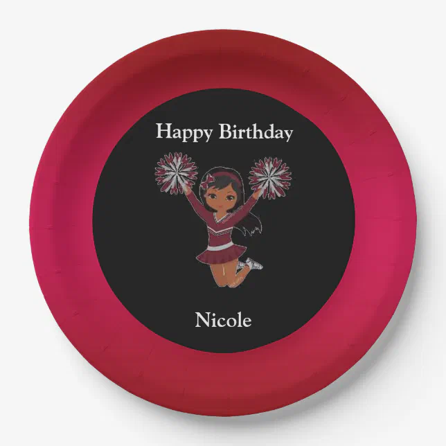 Cheerleading "Happy Birthday" Cute Paper Plates | Zazzle