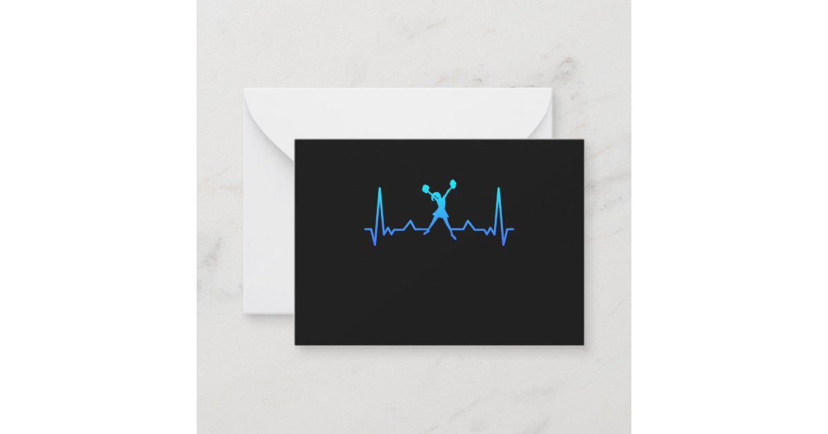 Cheerleading Heartbeat Cheerleader Girls Note Card | Zazzle