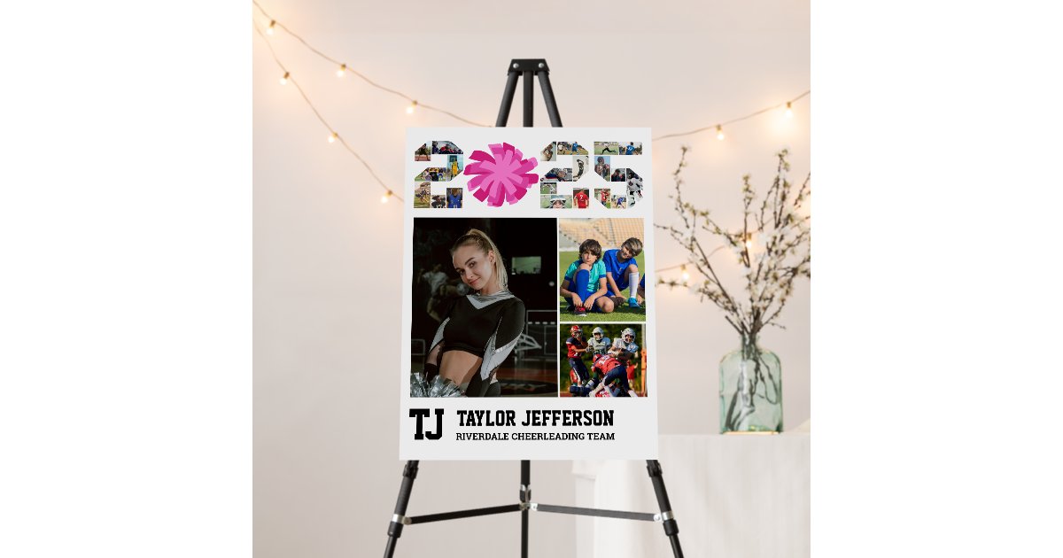 Cheerleading Senior 2025 Sports Photo Collage Foam Board | Zazzle