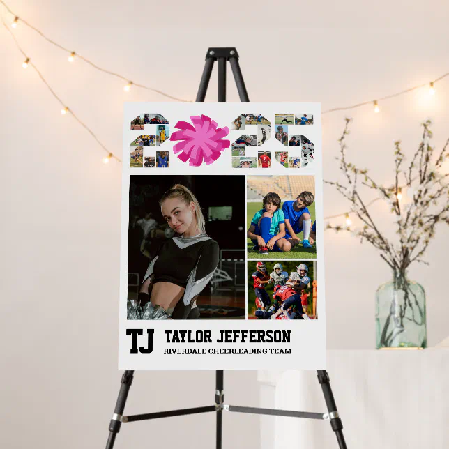 Cheerleading Senior 2025 Sports Photo Collage Foam Board | Zazzle