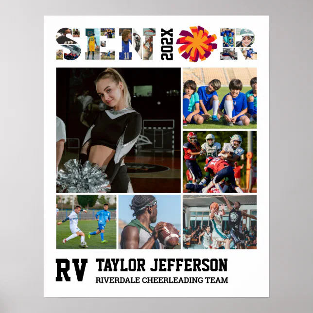 Cheerleading Senior Cheer Team Photo Collage Poster | Zazzle