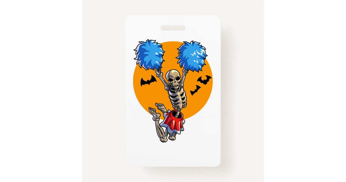 Cheerleading Skeleton Halloween Cheer Mom Girls Wo Badge | Zazzle