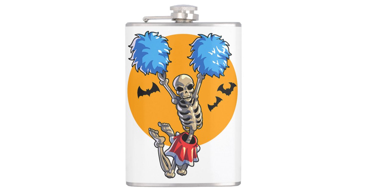Cheerleading Skeleton Halloween Cheer Mom Girls Wo Flask | Zazzle