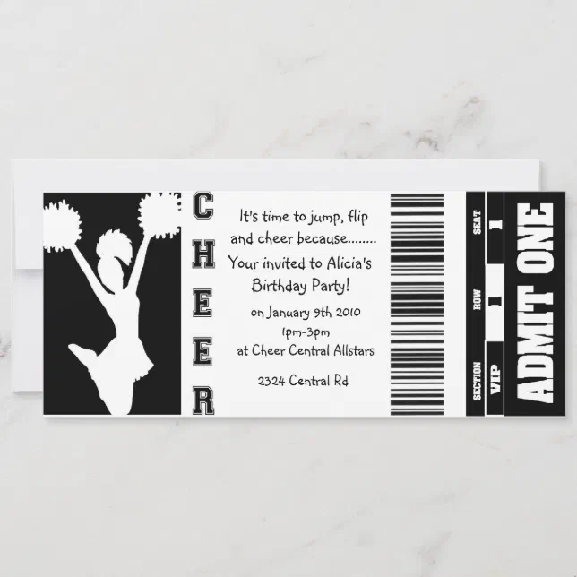cheerleading ticket invite | Zazzle
