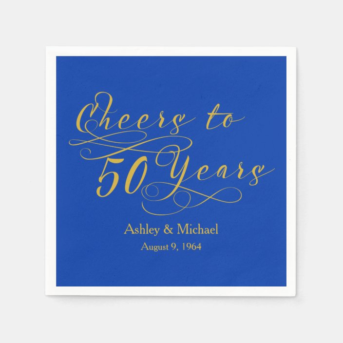 Cheers 50 Years Blue 50th Wedding Anniversary Napkins | Zazzle.com