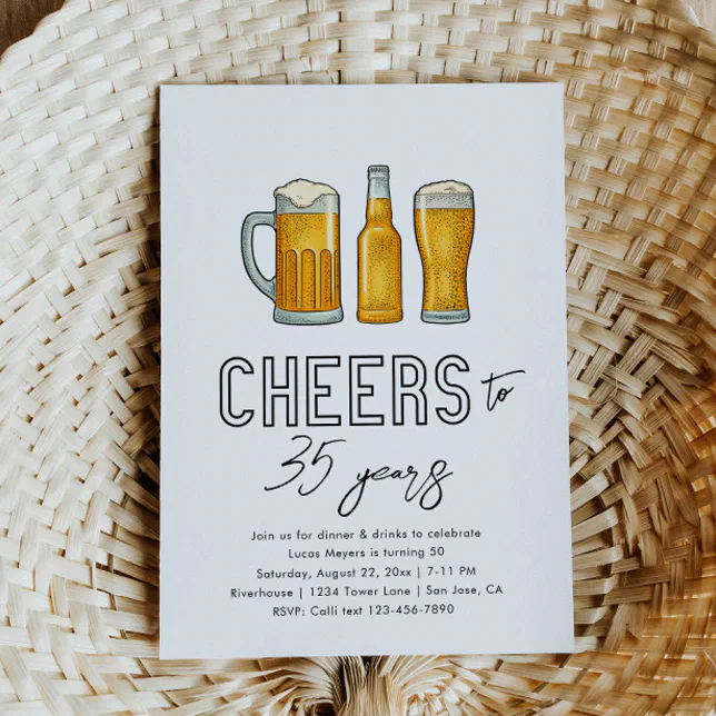 Cheers Adult Birthday Invitation | Beer Invitation | Zazzle