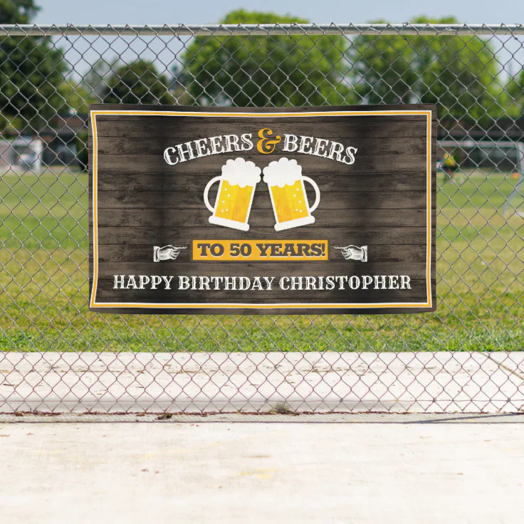 Cheers and Beers Happy Birthday Banner | Zazzle