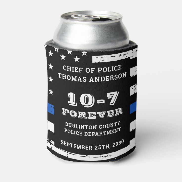 Cheers And Beers Personalized Police Retirement Can Cooler | Zazzle