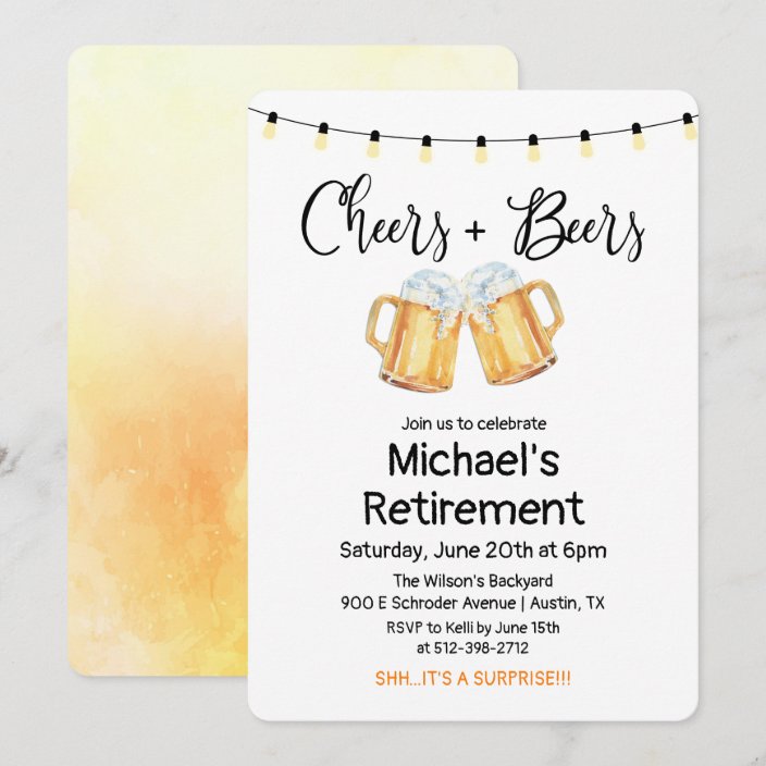 Cheers and Beers Retirement Invitation | Zazzle.com