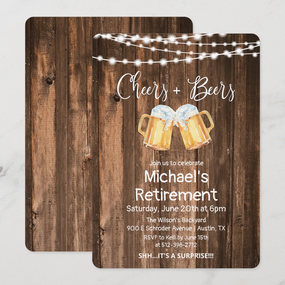 Cheers and Beers Retirement Invitation | Zazzle