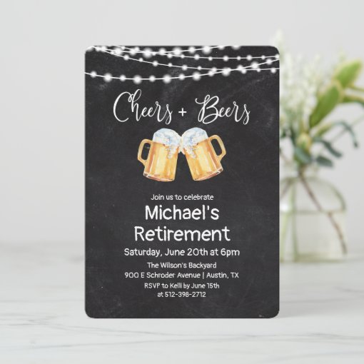 Cheers and Beers Retirement Invitation | Zazzle