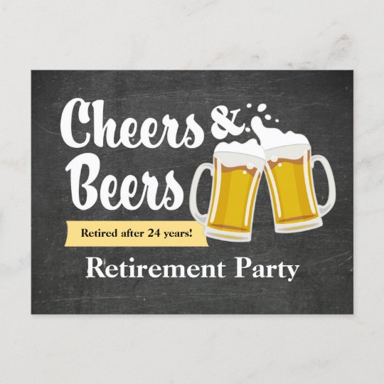 cheers and Beers retirement party Invitation Postcard | Zazzle