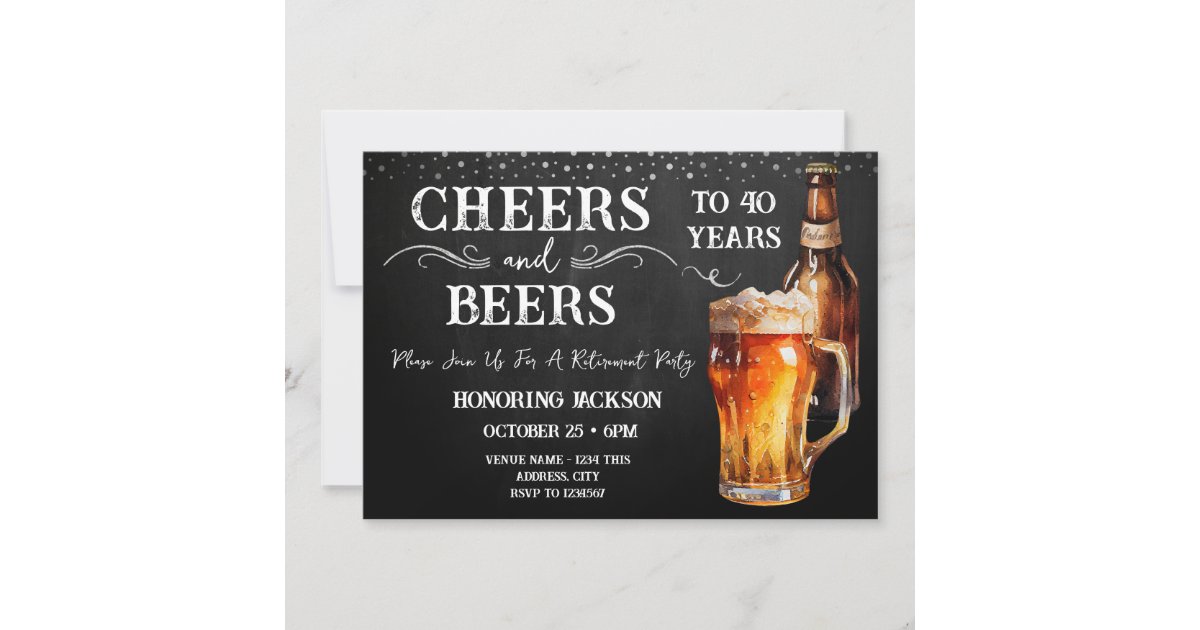Cheers and Beers Retirement Party Rustic Invitation | Zazzle