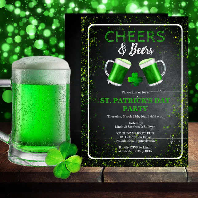 Cheers and Beers St. Patricks Day Party Invitation | Zazzle