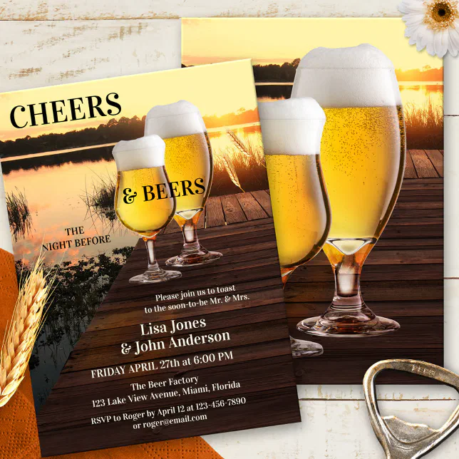 Cheers and Beers The Night Before The Wedding Invitation | Zazzle
