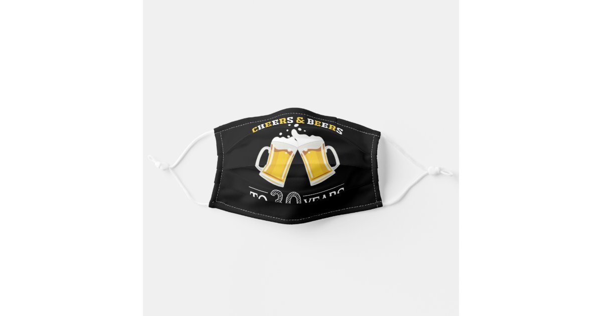 Cheers and Beers to 30 Years Beer Mugs Black Adult Cloth Face Mask | Zazzle