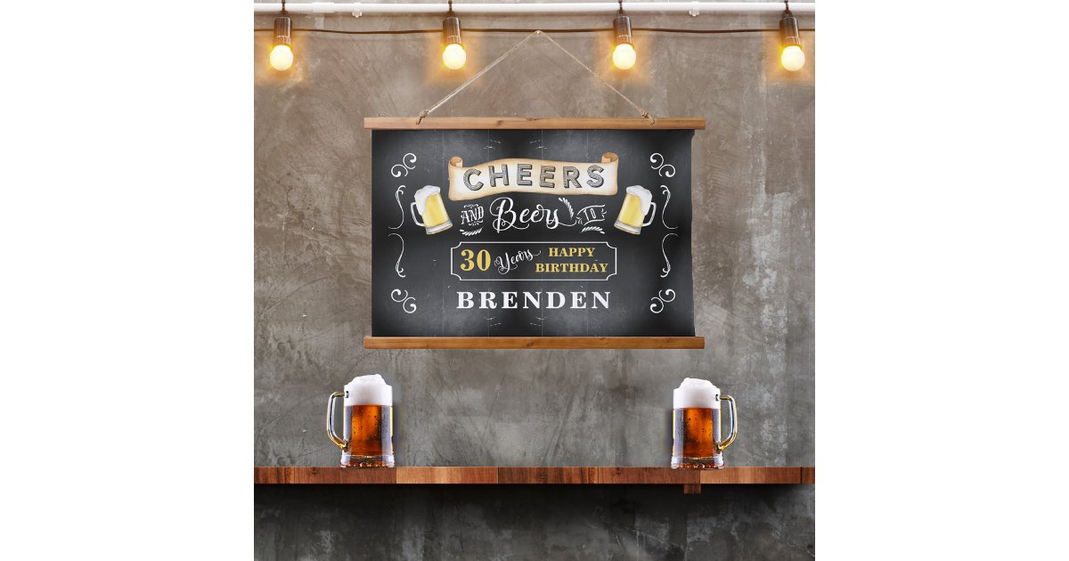 Cheers and Beers to 30 Years Birthday Party Hanging Tapestry | Zazzle