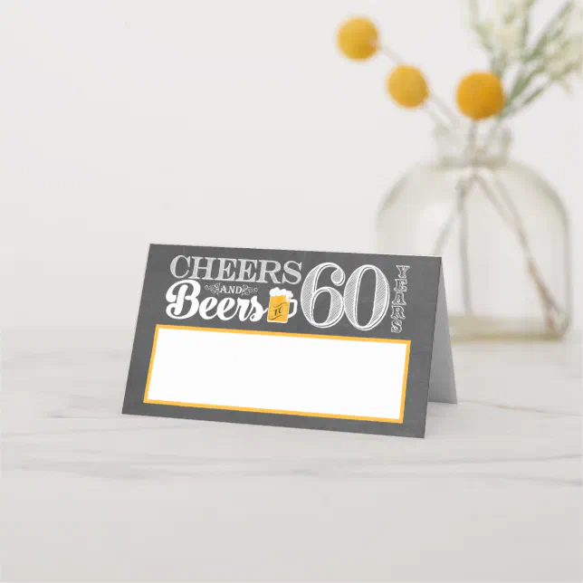 Cheers and Beers to 60 Years Place Card | Zazzle