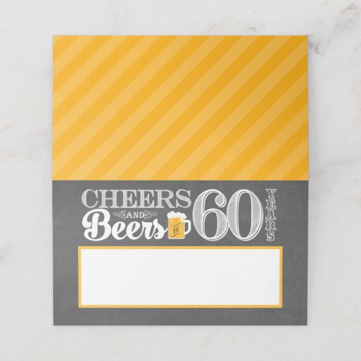 Cheers and Beers to 60 Years Place Card | Zazzle