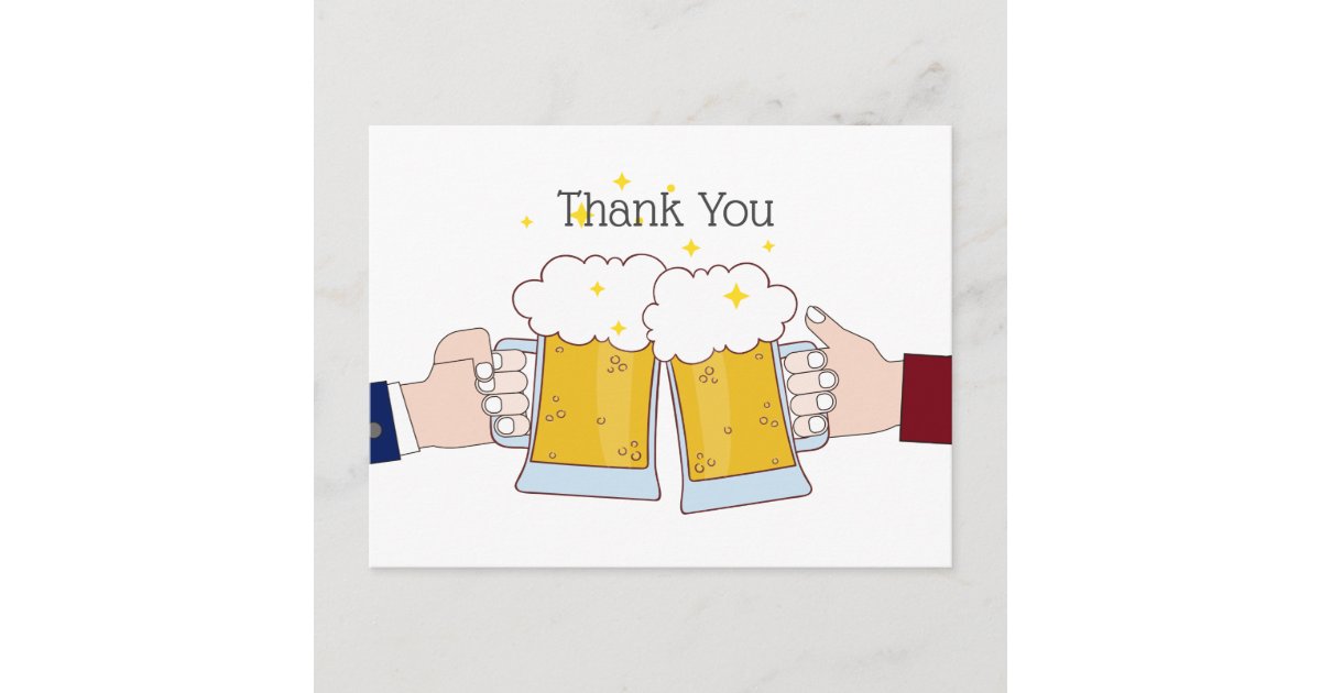 cheers, beer, beers thank you card | Zazzle